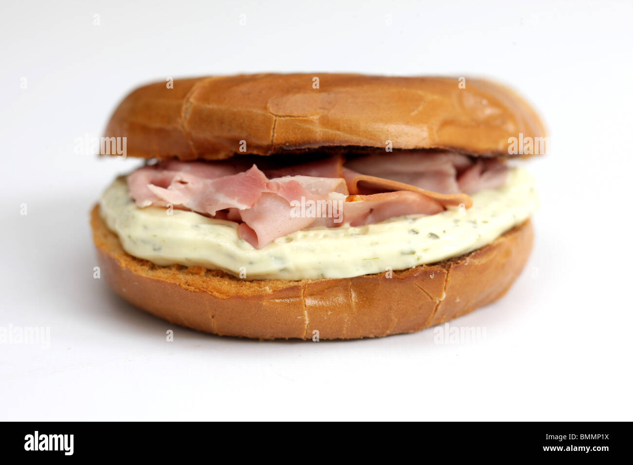 Toasted Primula Cheese with Ham Bagel Stock Photo - Alamy
