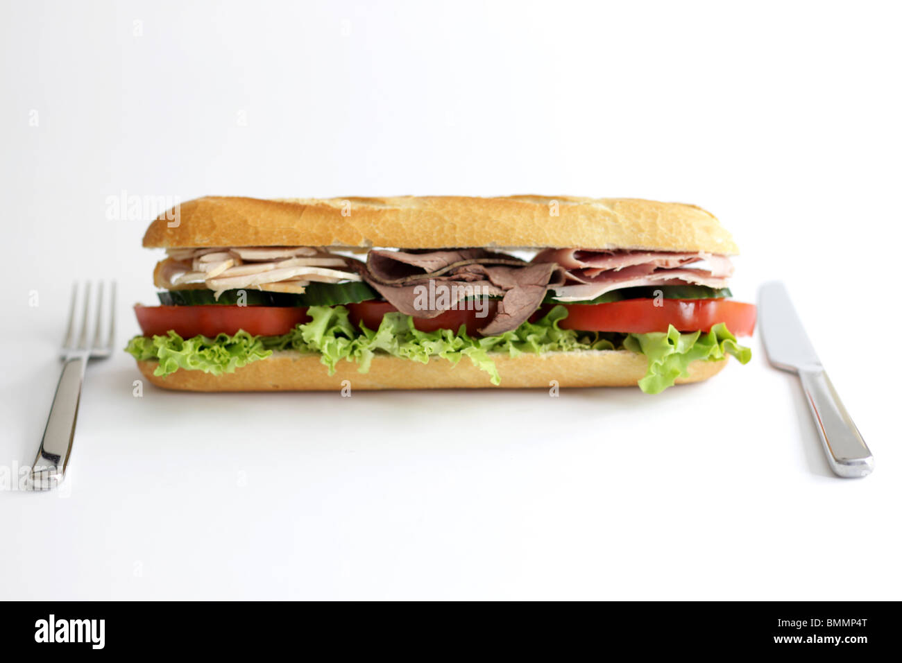 Ham Chicken and Beef Baguette Stock Photo - Alamy