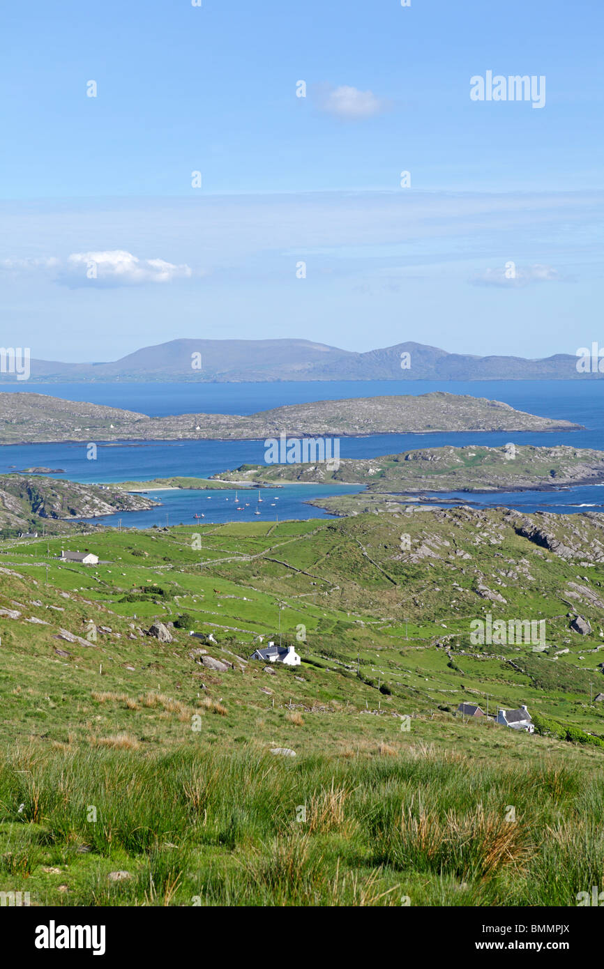 panoramic view of Ballinskelligs Bay, Atlantic Ocean, Ring of Kerry ...