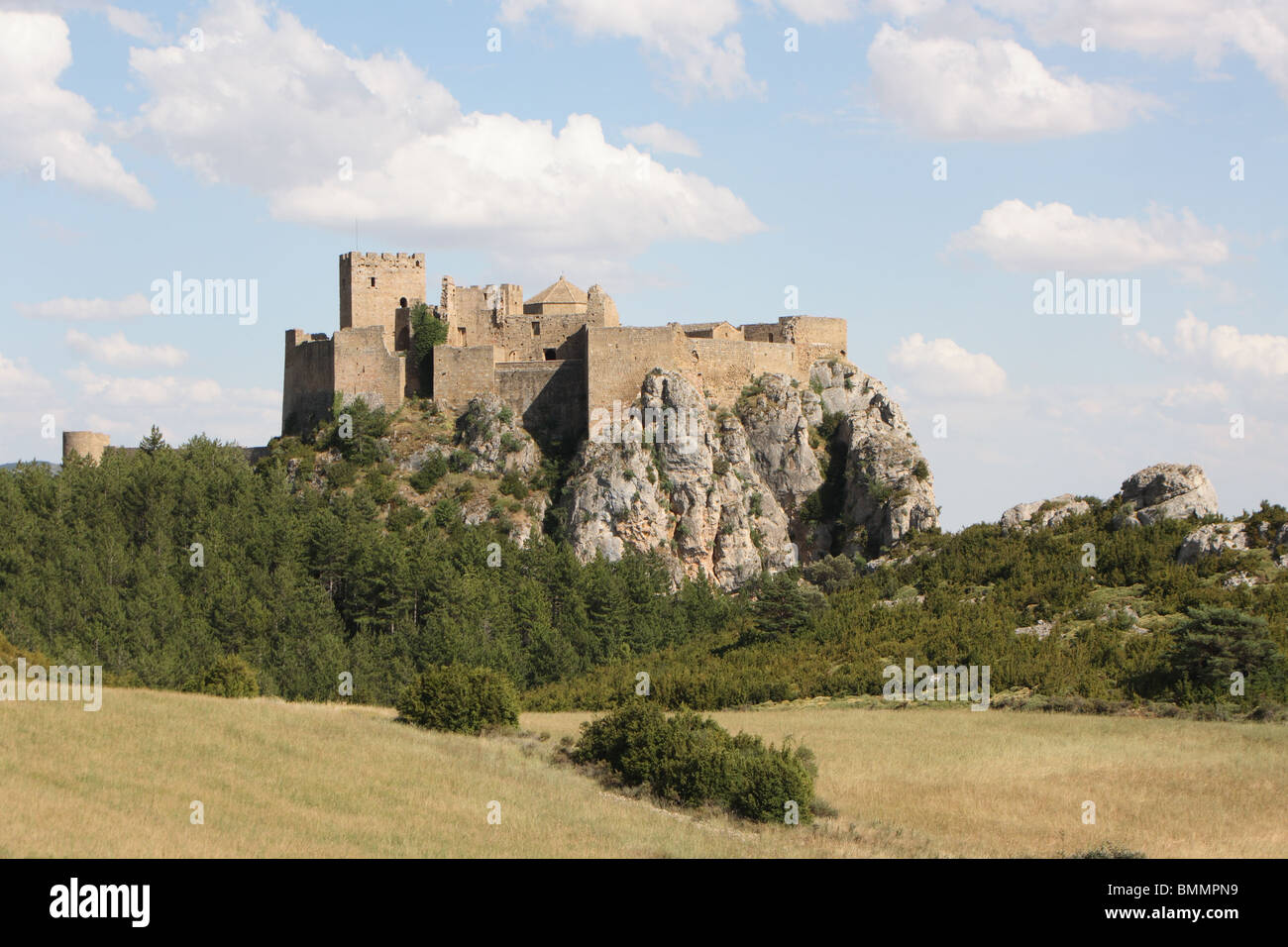 Castillo de Loarre, Loarre Castle, on rocks high above the plains ...