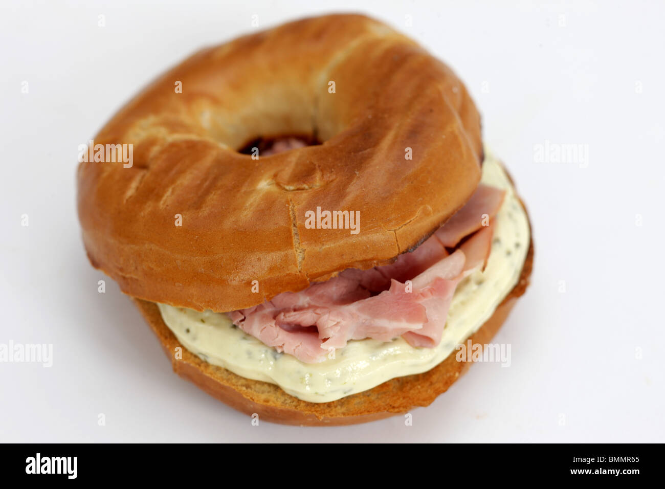 Toasted Primula Cheese with Ham Bagel Stock Photo - Alamy