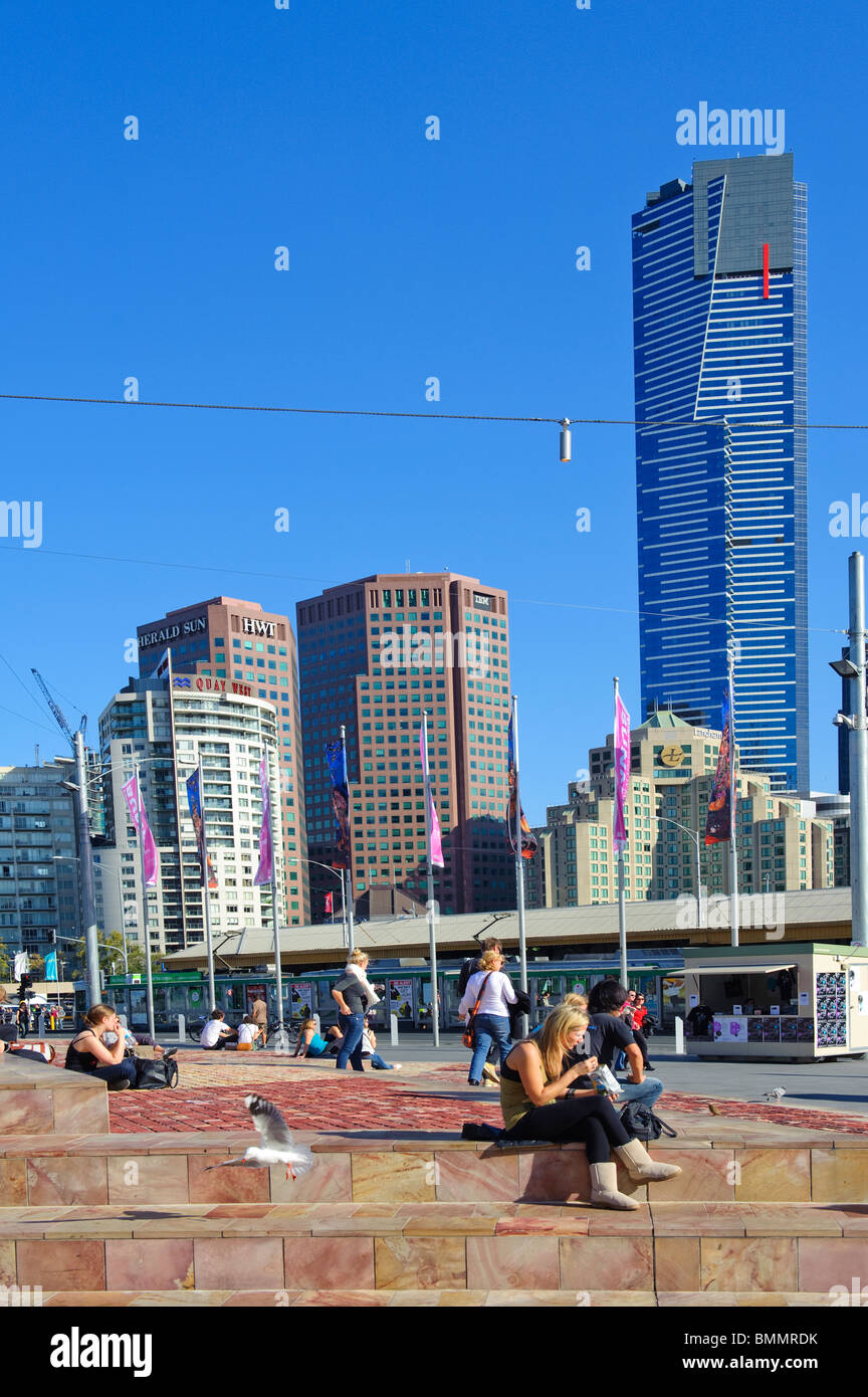 Melbourne Federation Square in Central Business District Stock Photo ...