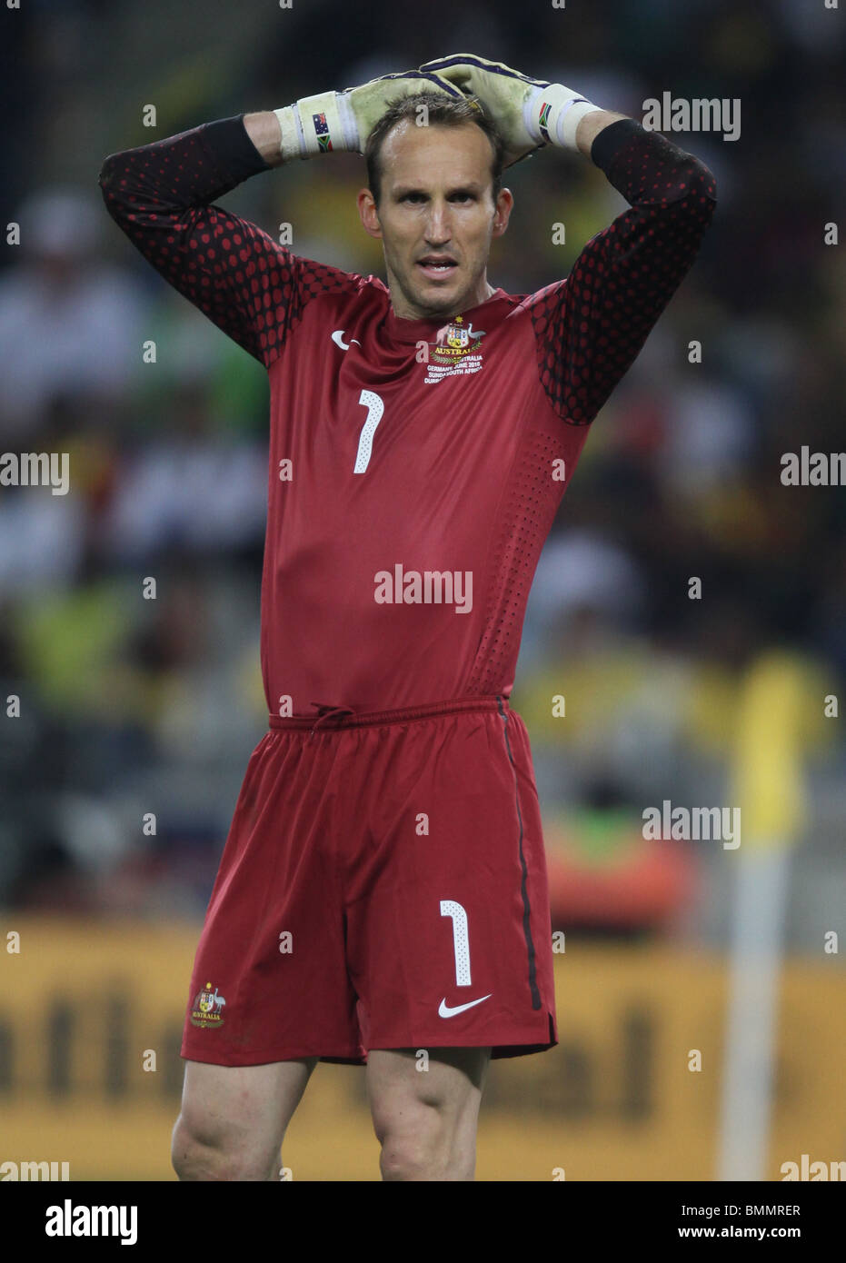 MARK SCHWARZER AFTER 4TH GOAL GERMANY V AUSTRALIA DURBAN STADIUM DURBAN ...
