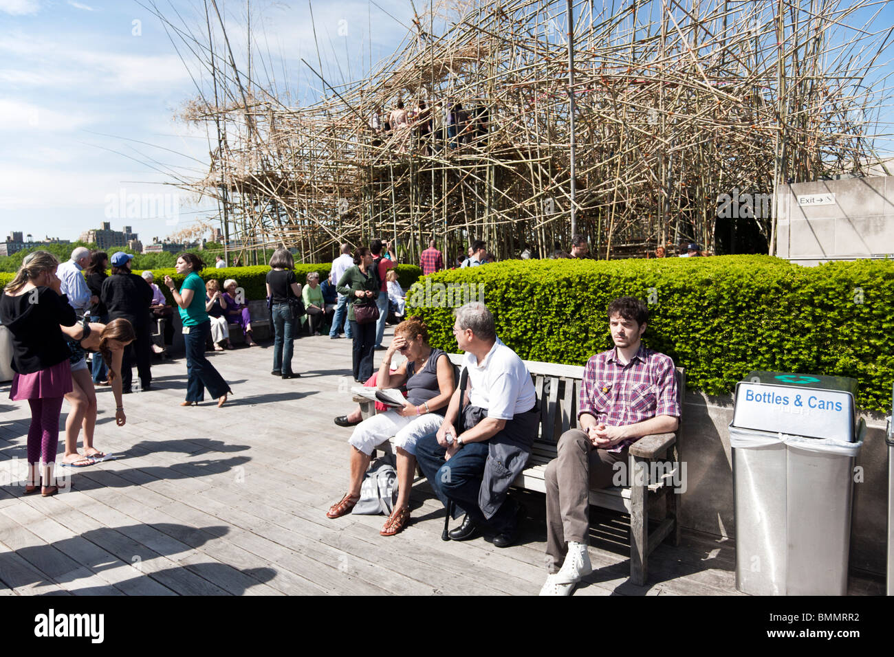 people enjoy sunny Metropolitan Museum roof garden as some tour Starn ...
