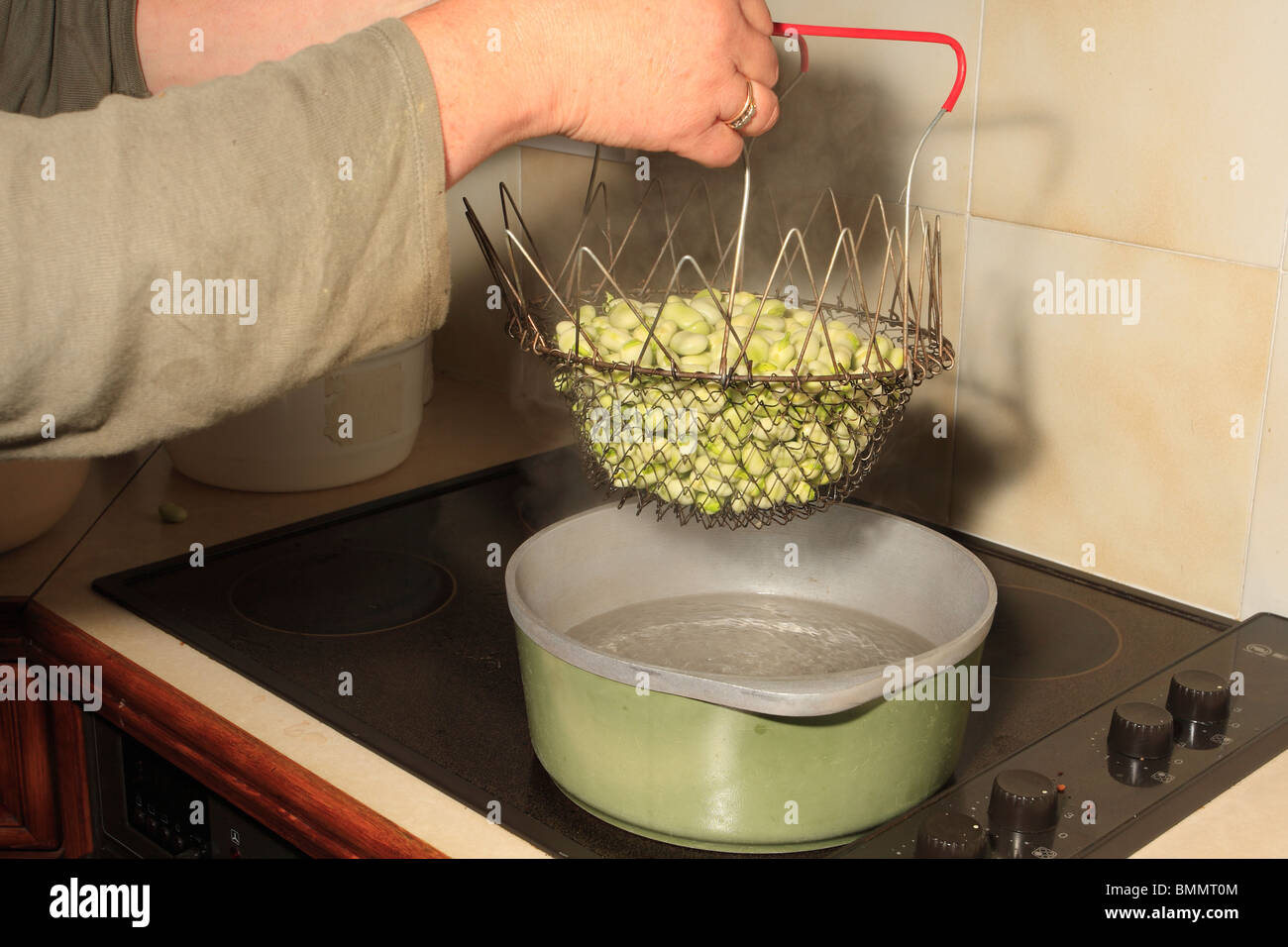 PRESERVING BROAD BEANS - PLUNGE THE DEPODDED BEANS INTO BOILING WATER ...