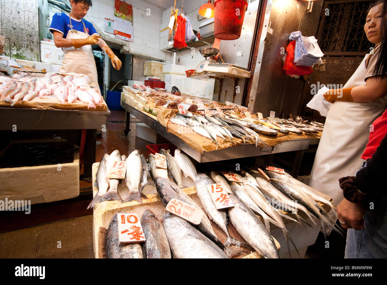 Fishes on display in shop in fish market in Hong Kong Stock Photo - Alamy