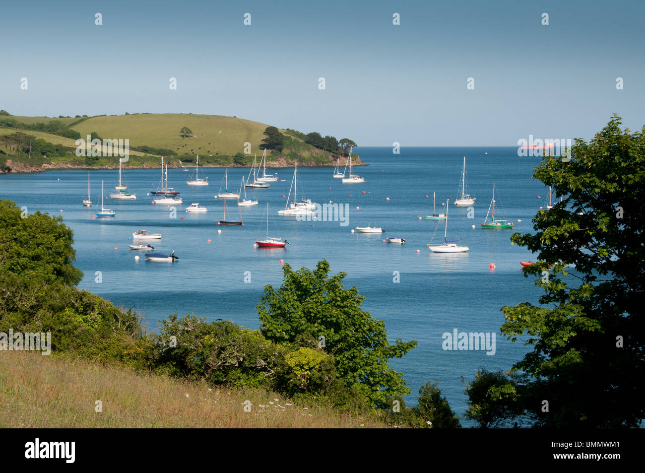 Helford Passage Cornwall view of boats Stock Photo - Alamy