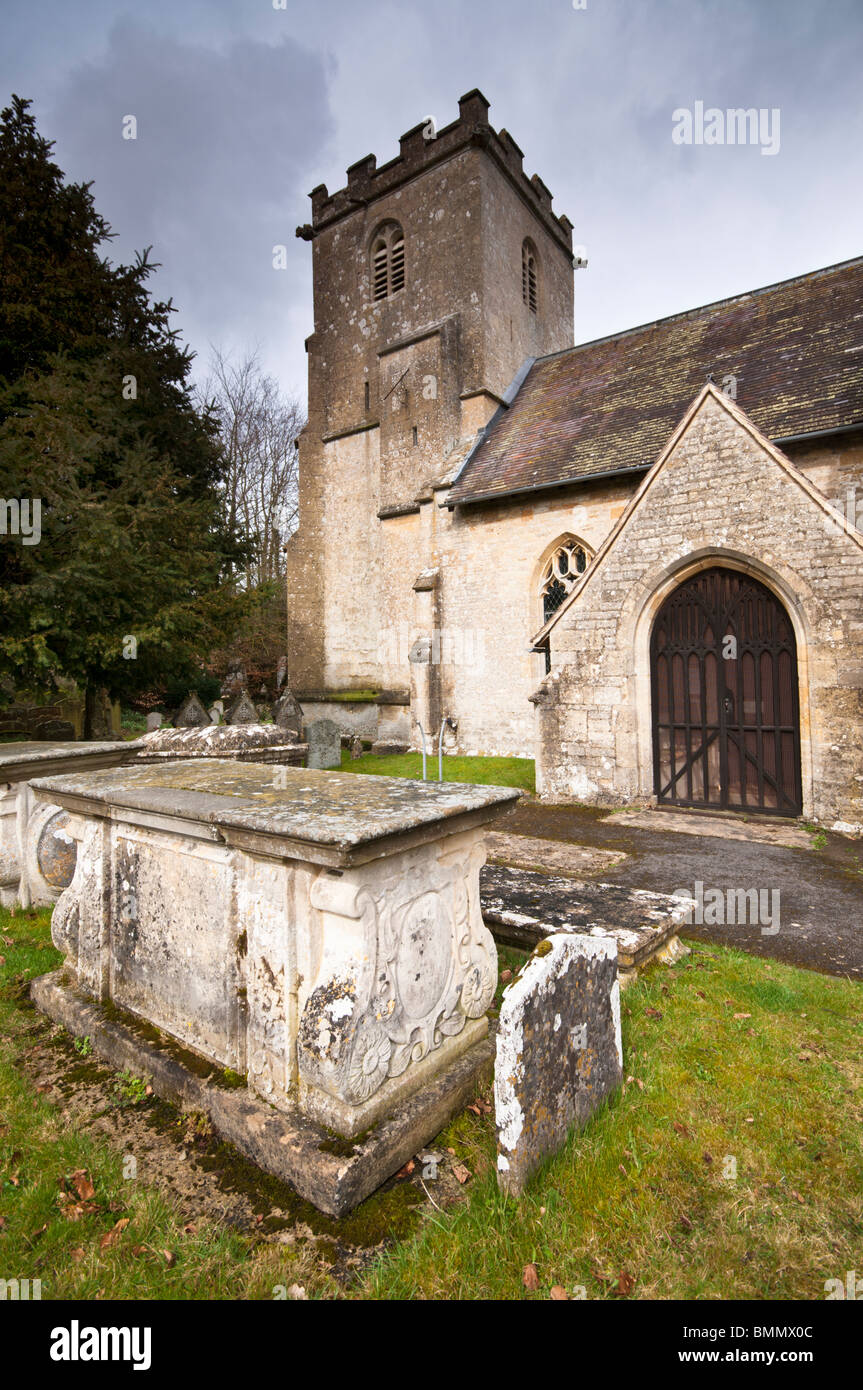 St Giles Church, Coberley, Gloucestershire, Cotswolds, UK Stock Photo ...