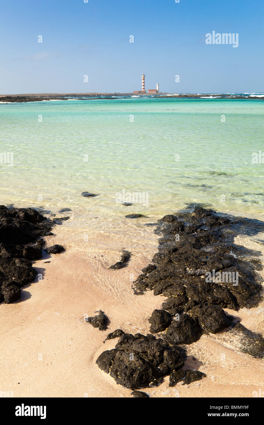 Playa de El Cotillo beach, a natural bathing lagoon, at El Cotillo on ...