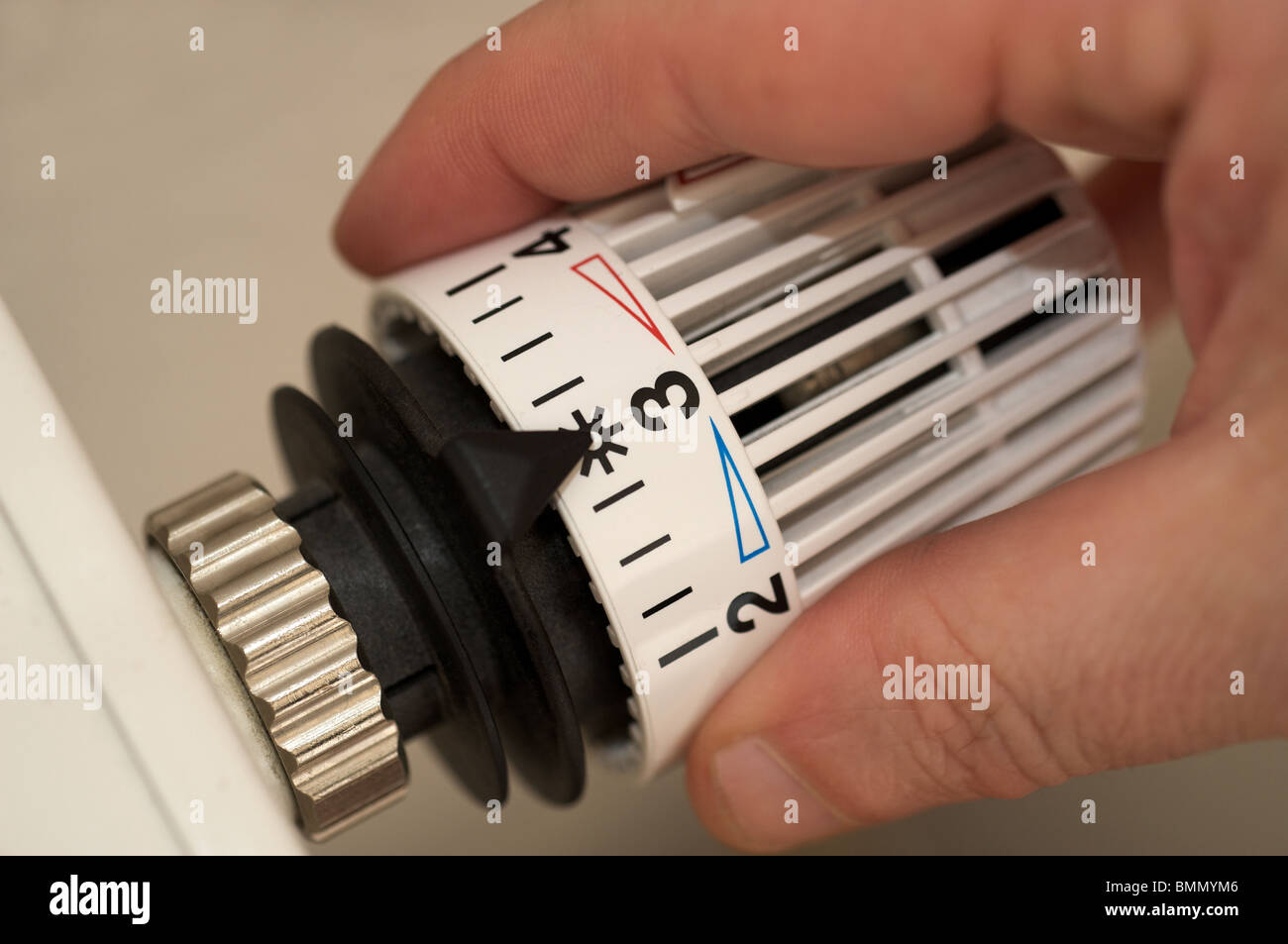 Radiator heating control set on position 3 which is the middle of the ...