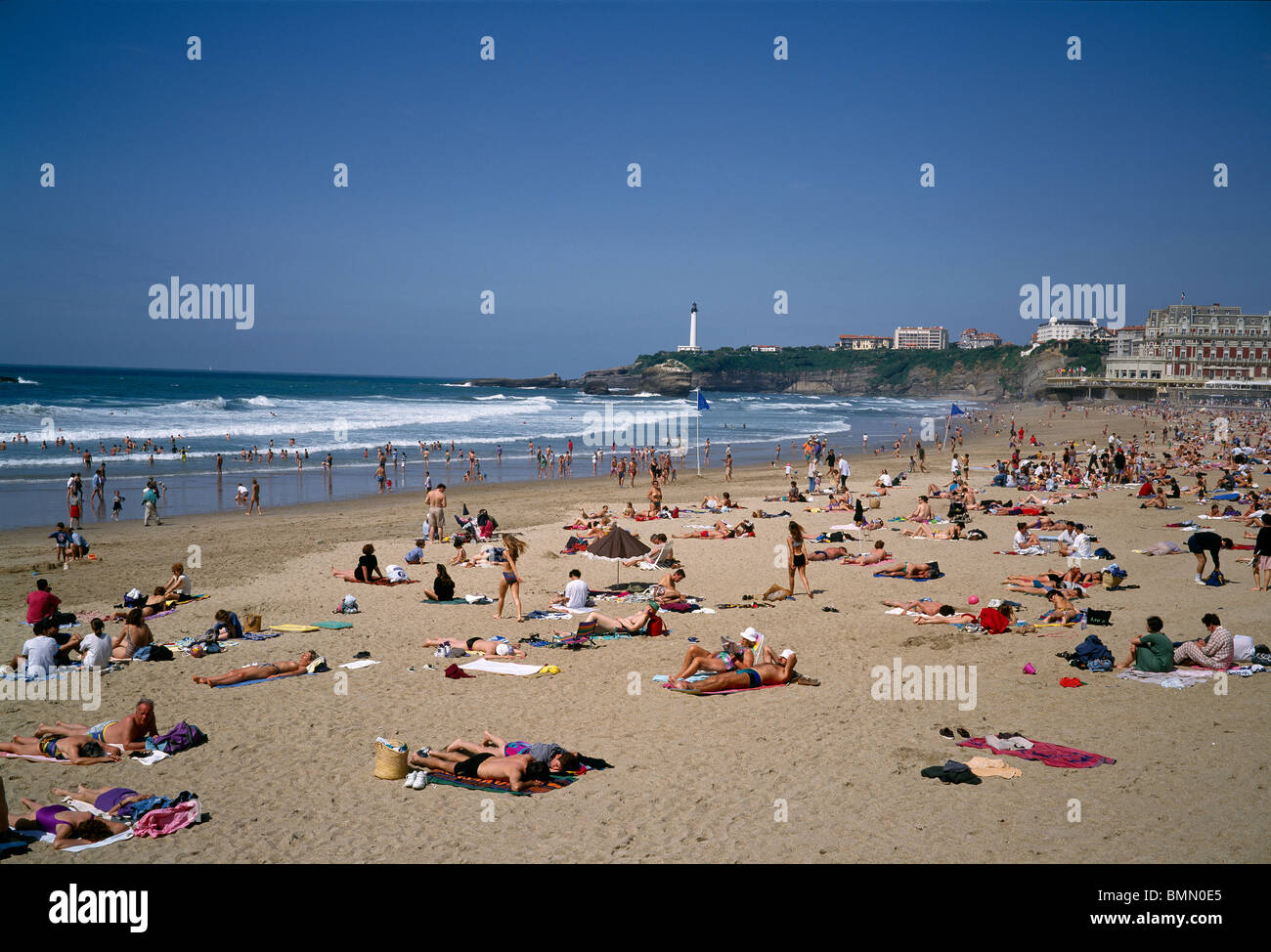 Biarritz france beach sunbathing hi-res stock photography and images ...