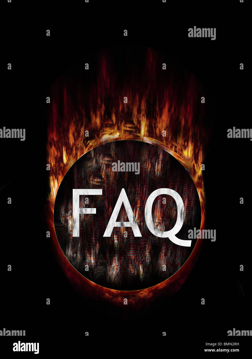 Frequently asked questions burning button ball Stock Photo - Alamy