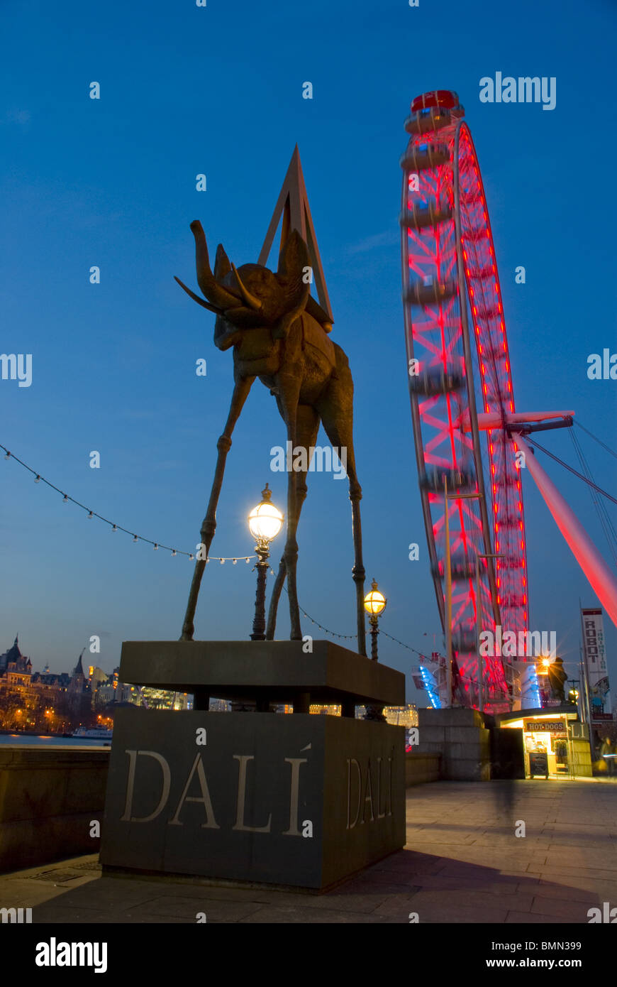 Millennium Wheel & A Dali Sculpture Stock Photo - Alamy