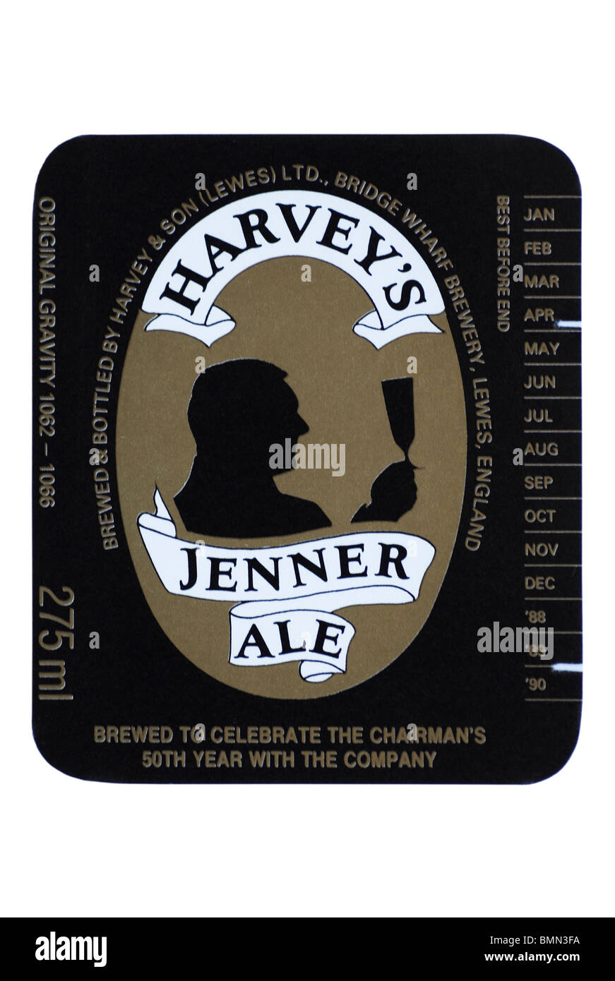 Harveys Jenner Ale Bottled Beer label - label circa 1988 - 1990 Stock ...