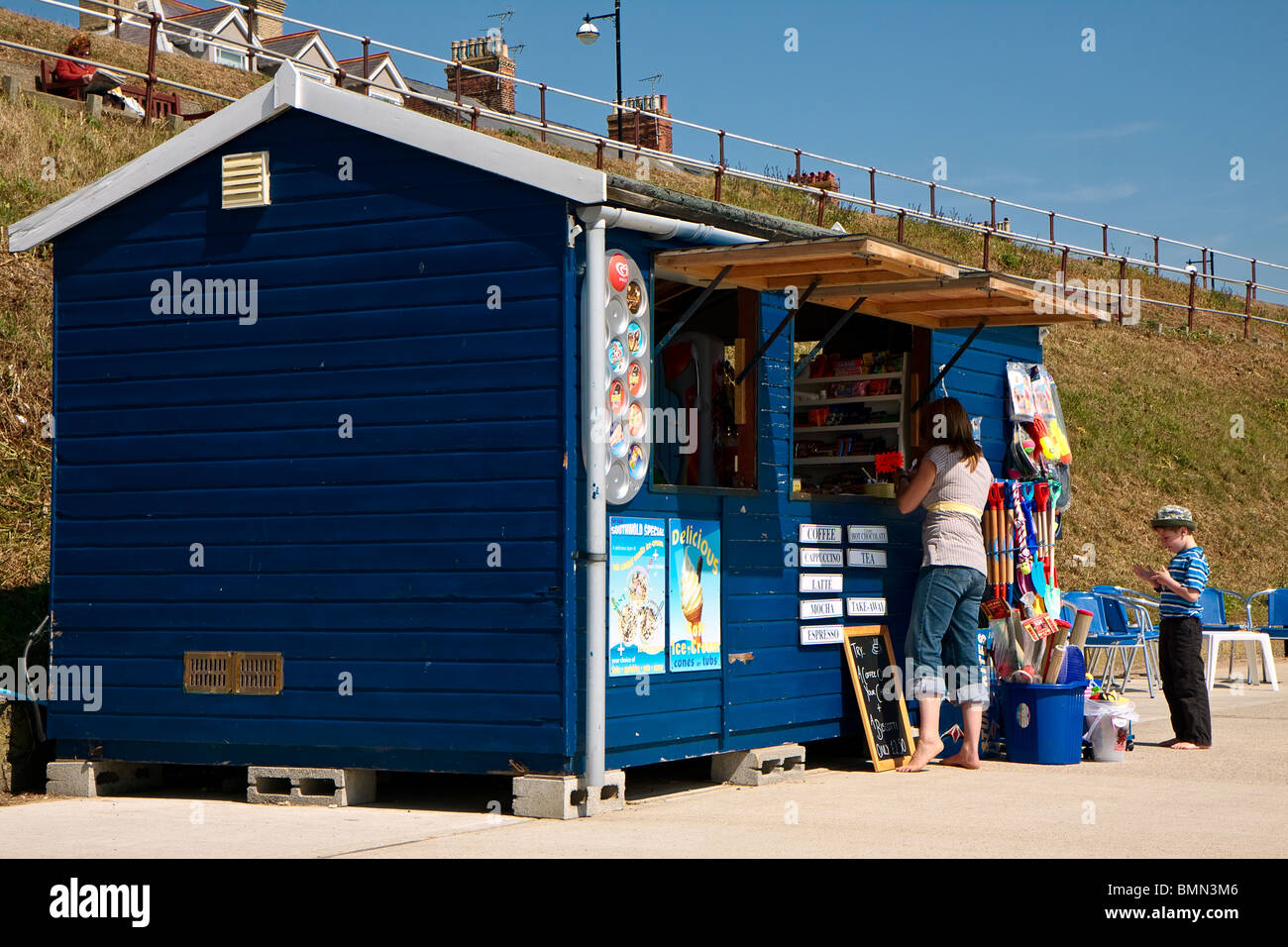 Cafe and gift shop on the promenade at Southwold Suffolk Stock Photo ...