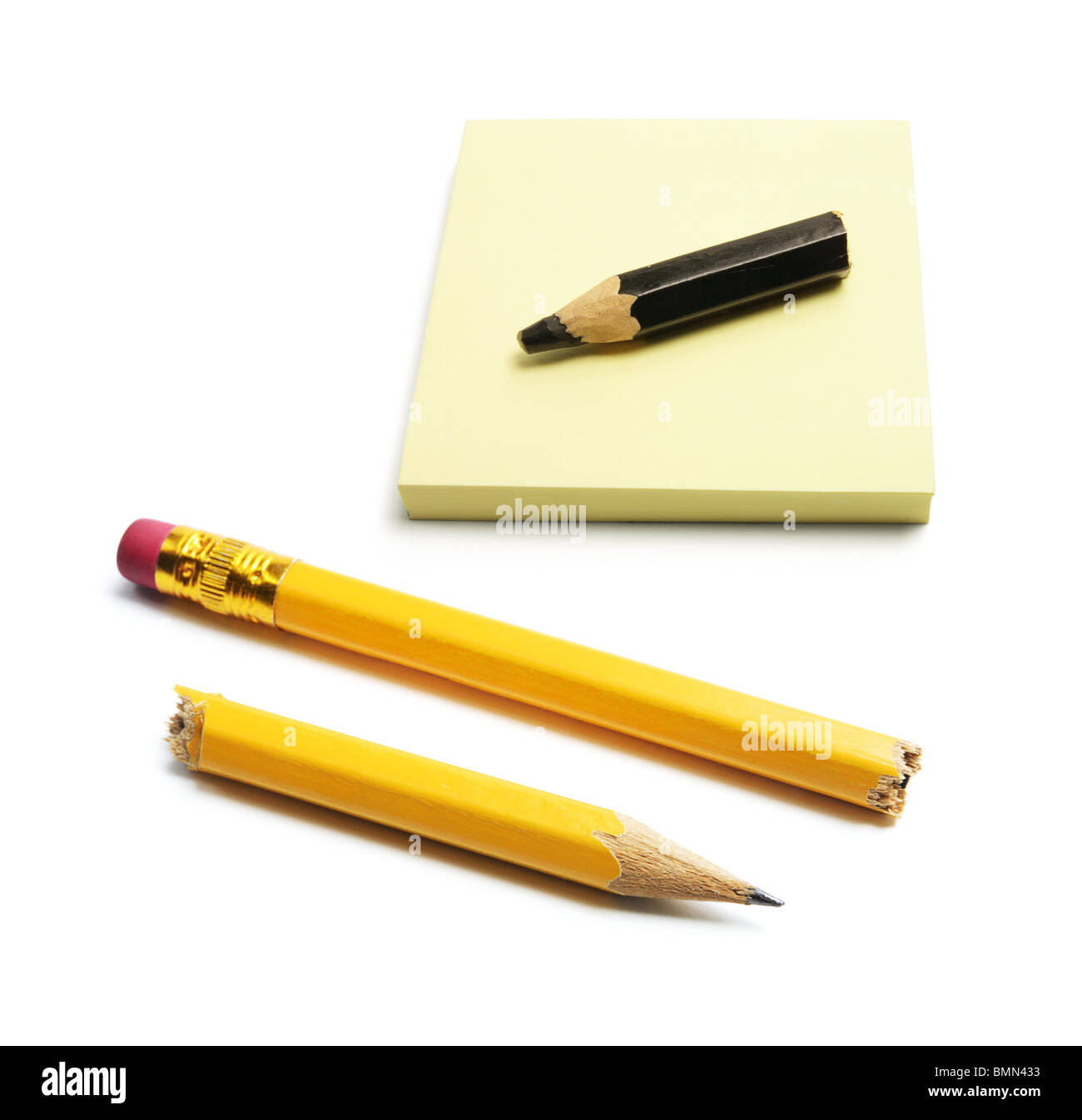Post It Note Pad and Pencils Stock Photo - Alamy