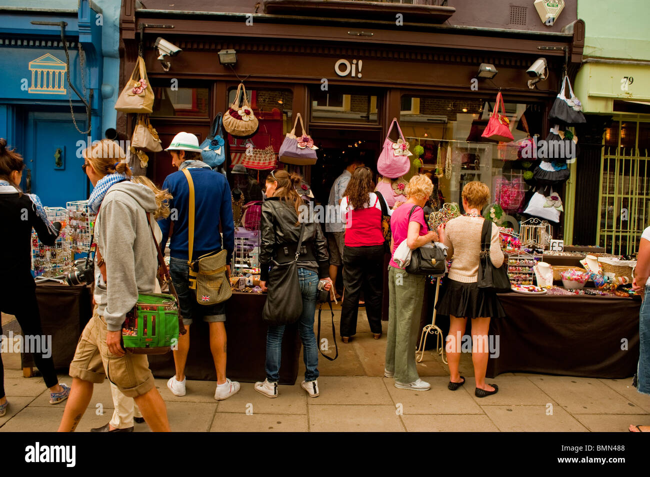 London, England, UK, people Clothes Shopping on Portobello street shops ...