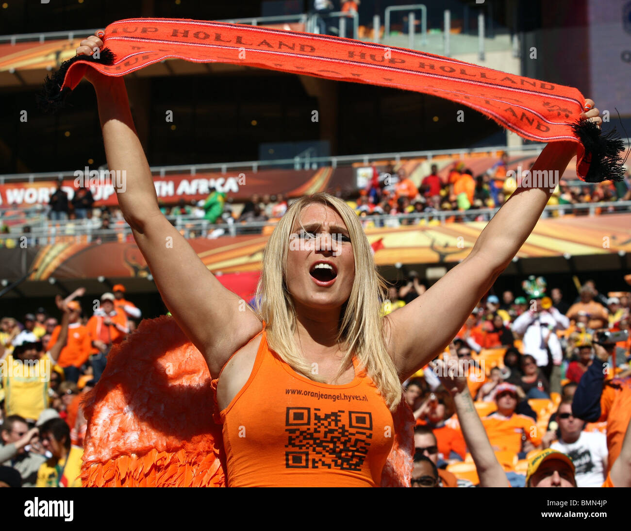 DUTCH FAN CHEERS ON TEAM HOLLAND V DENMARK HOLLAND V DENMARK SOCCER ...