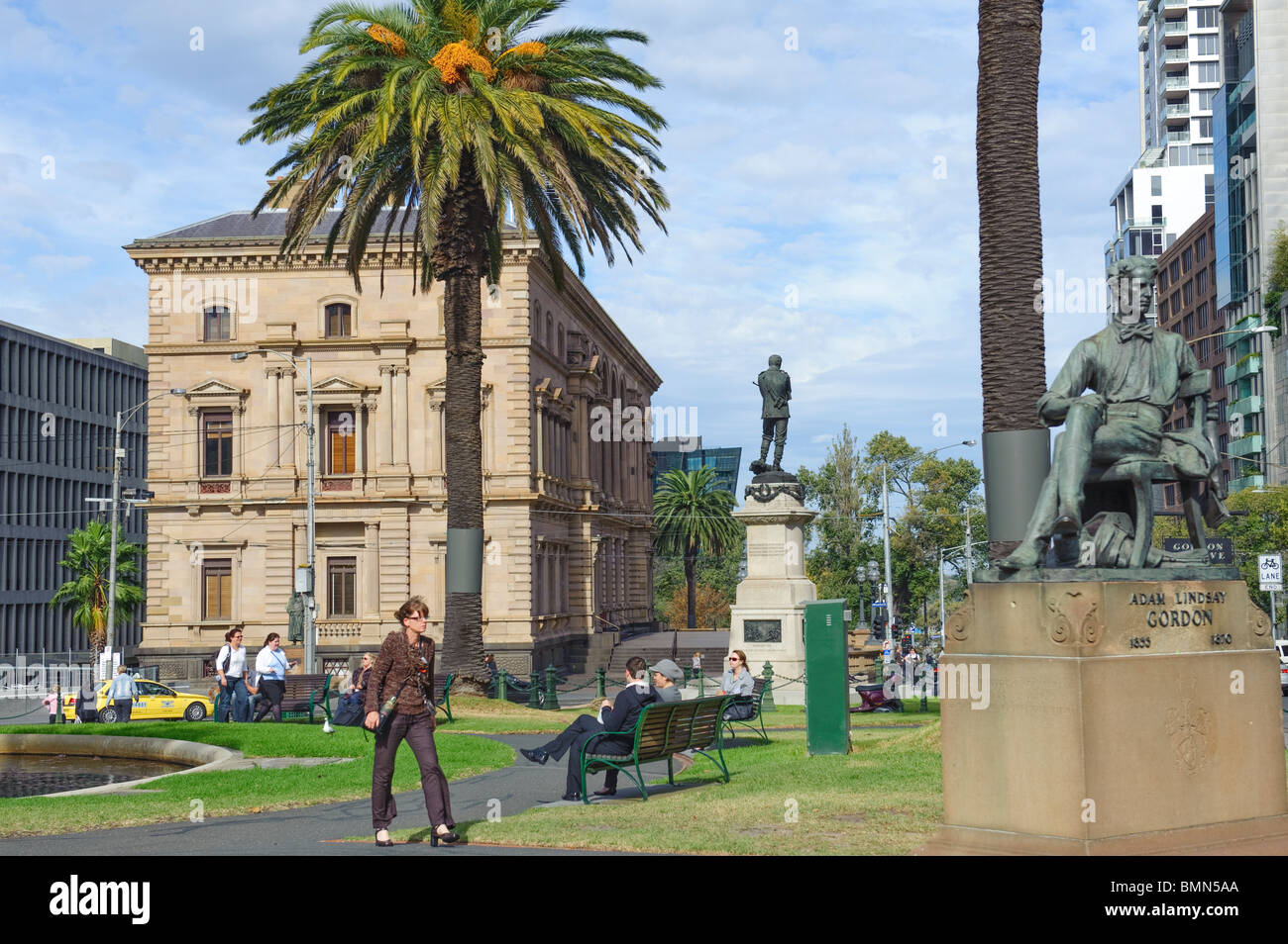 Park next to Victoria Parliament Spring Street Stock Photo - Alamy