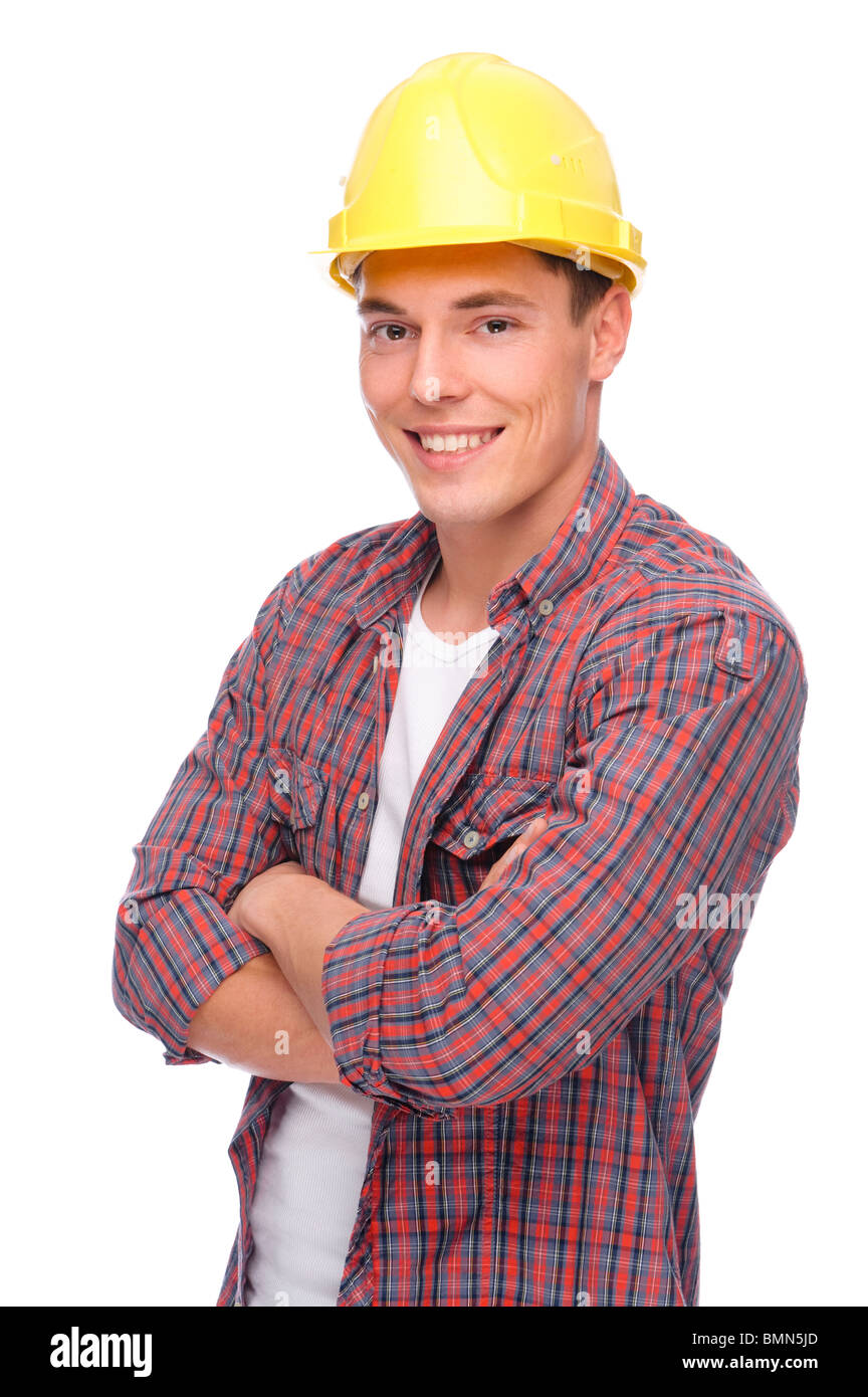 Full isolated studio picture from a young craftsman Stock Photo - Alamy