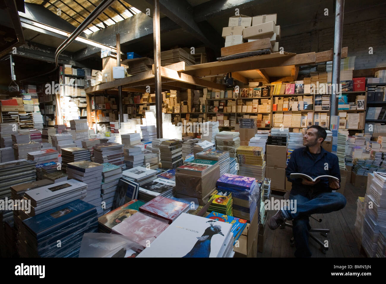 A bookshop storage room, Paris Stock Photo - Alamy