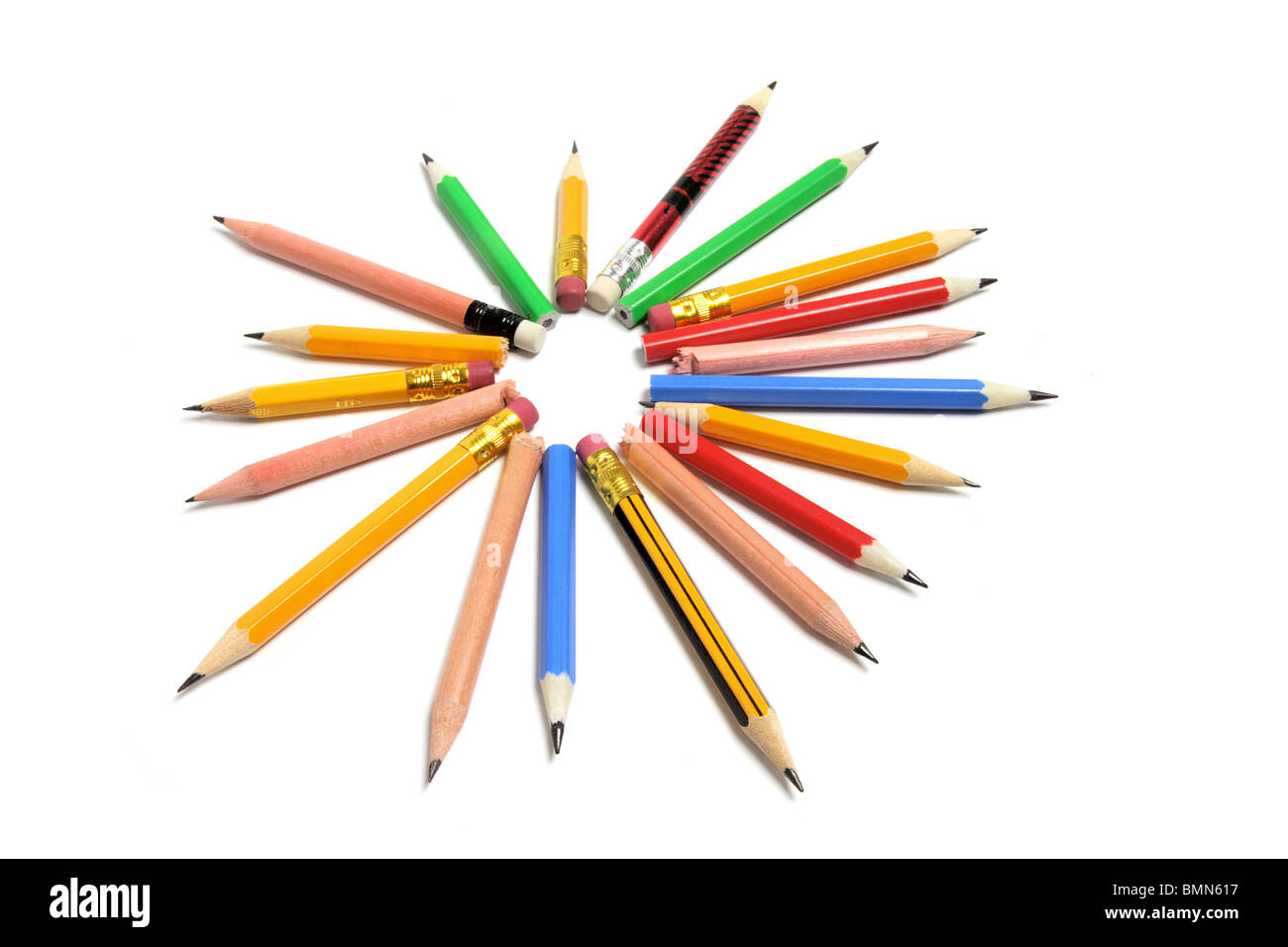 Pencils Arranged in Circle Stock Photo - Alamy