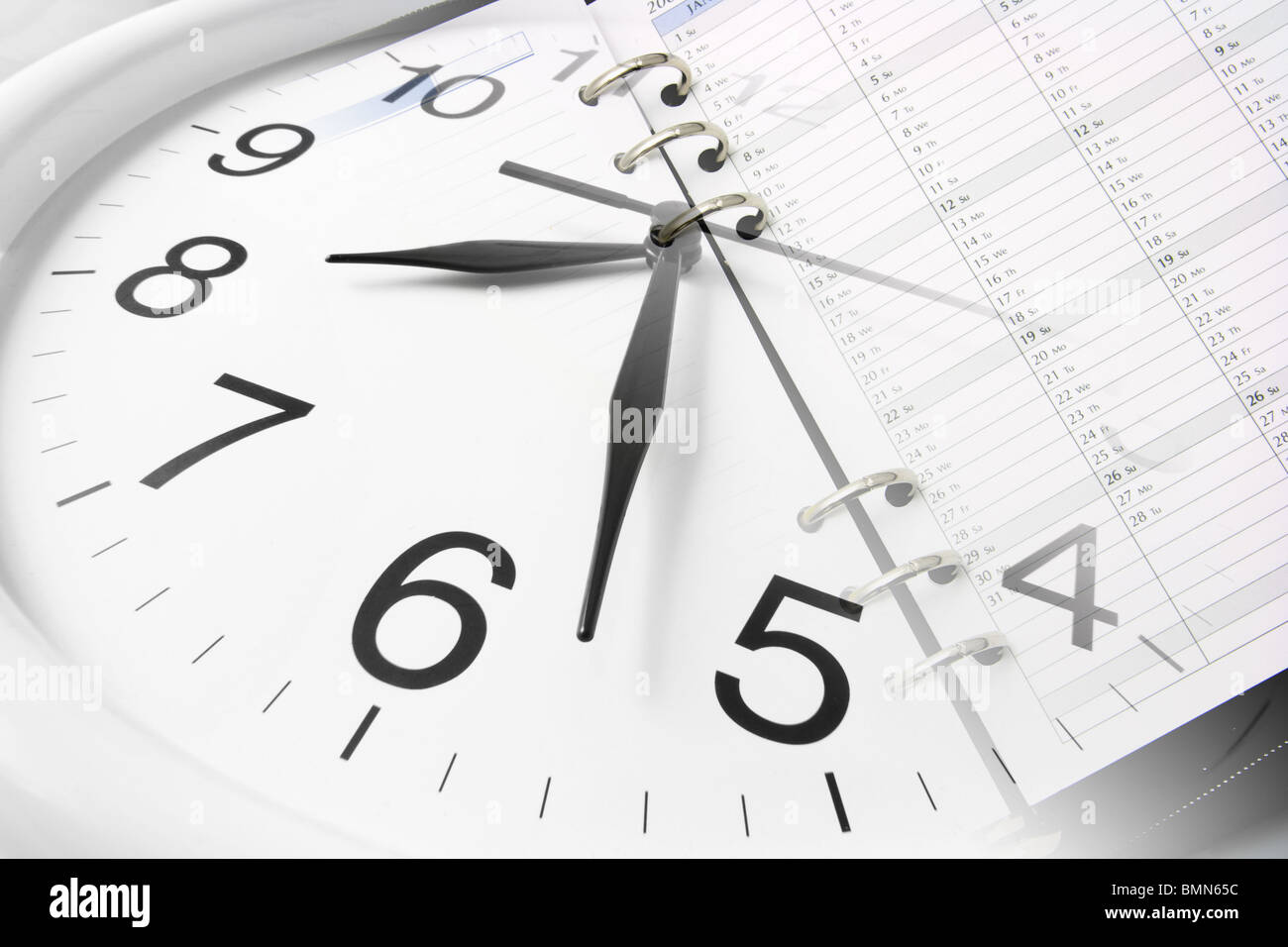 Clock and Planner Stock Photo - Alamy