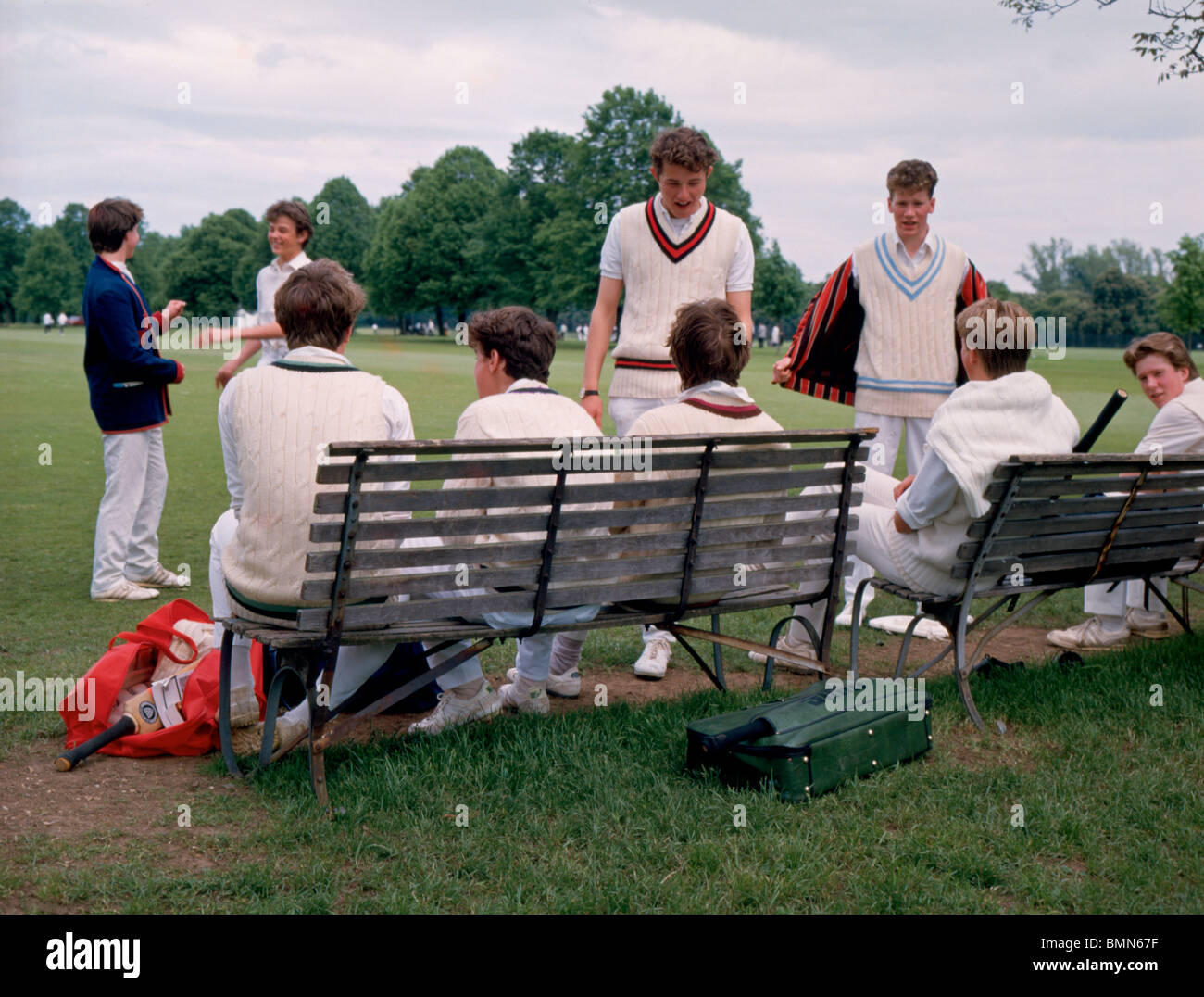 Eton College cricketers 1980's Stock Photo - Alamy