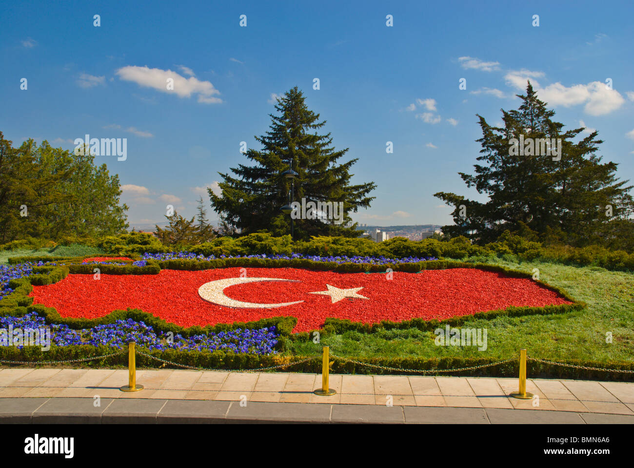 Flower bed made into Turkish flag at Anitkabir memorial to Kemal ...