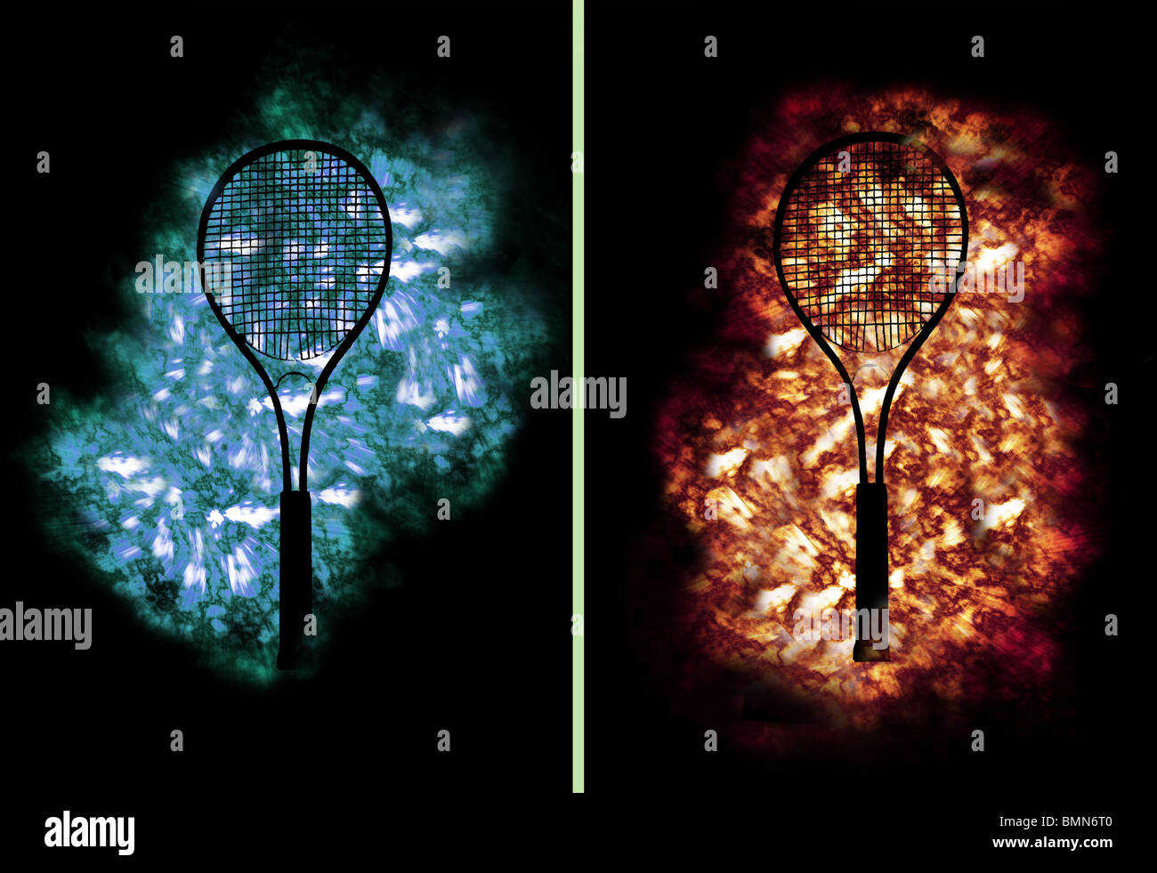 Tennis rackets with two different backgrounds Stock Photo - Alamy
