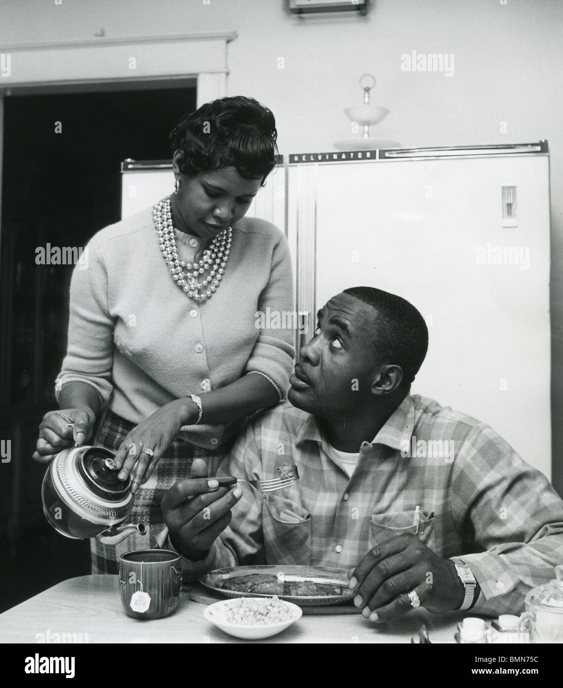 SONNY LISTON US boxer (c 1932-1970) and his wife Geralidine about 1963 ...