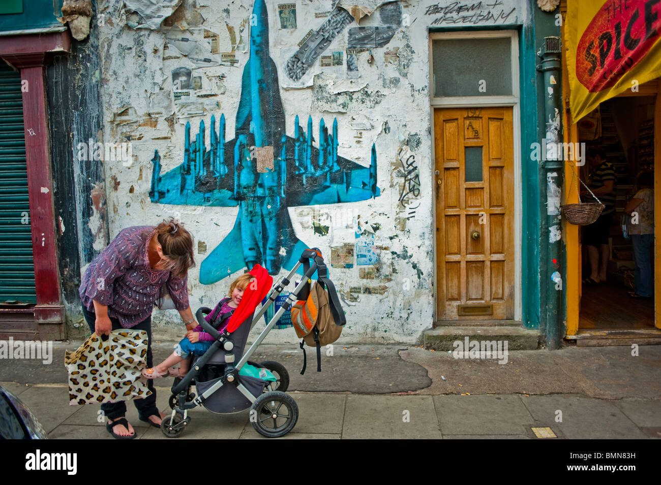 London, England, UK, Mum with Baby Stroller, on Portobello Road ...