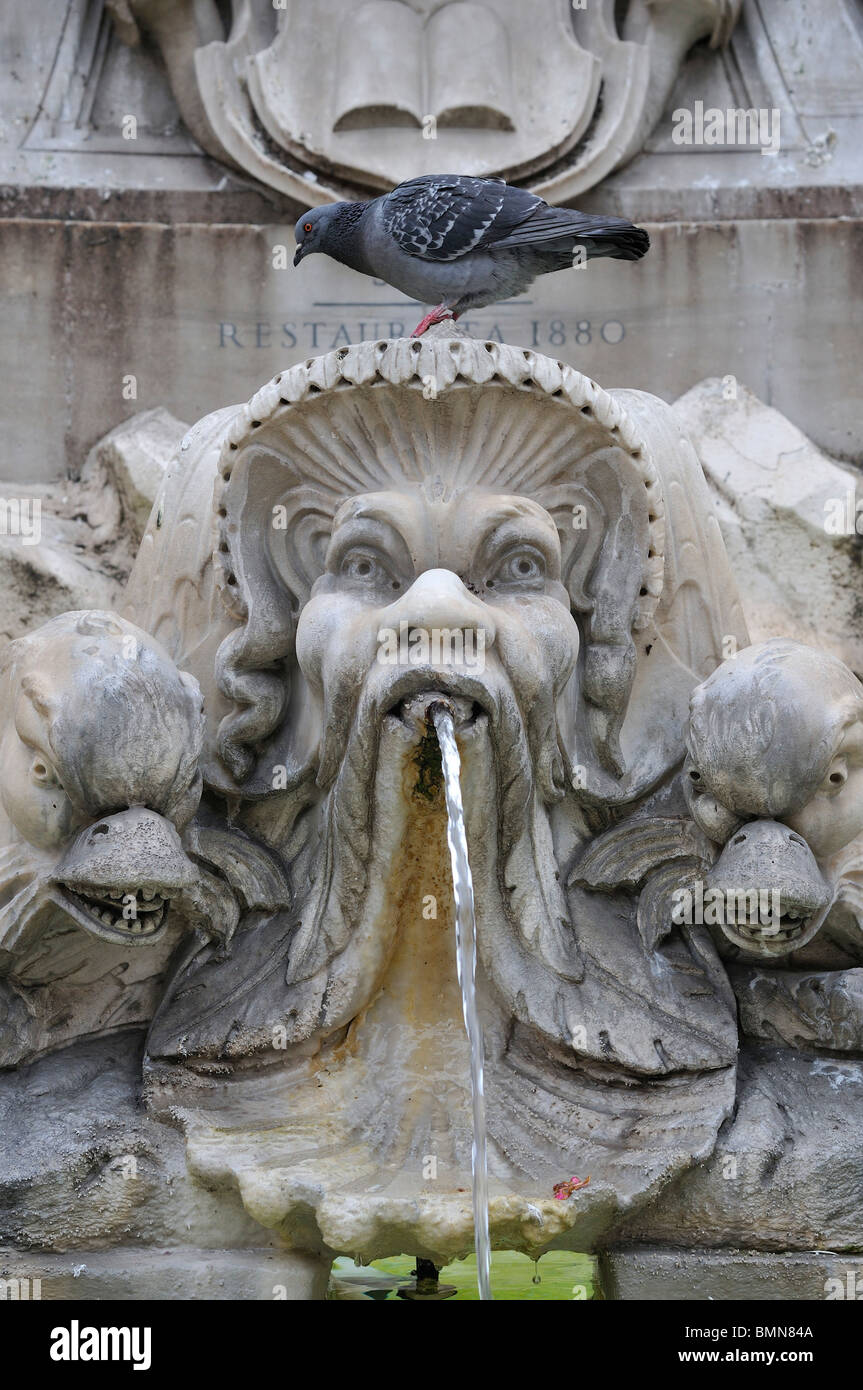 Gruesome gargoyles on the fountain of Piazza della Rotonda in fron of ...