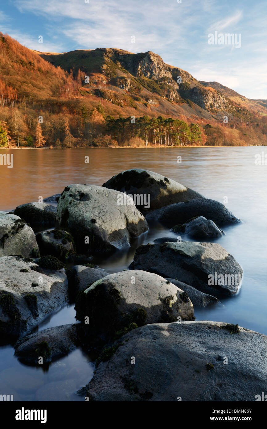 View of Falcon Crag across Derwent Water near Keswick in the Lake ...
