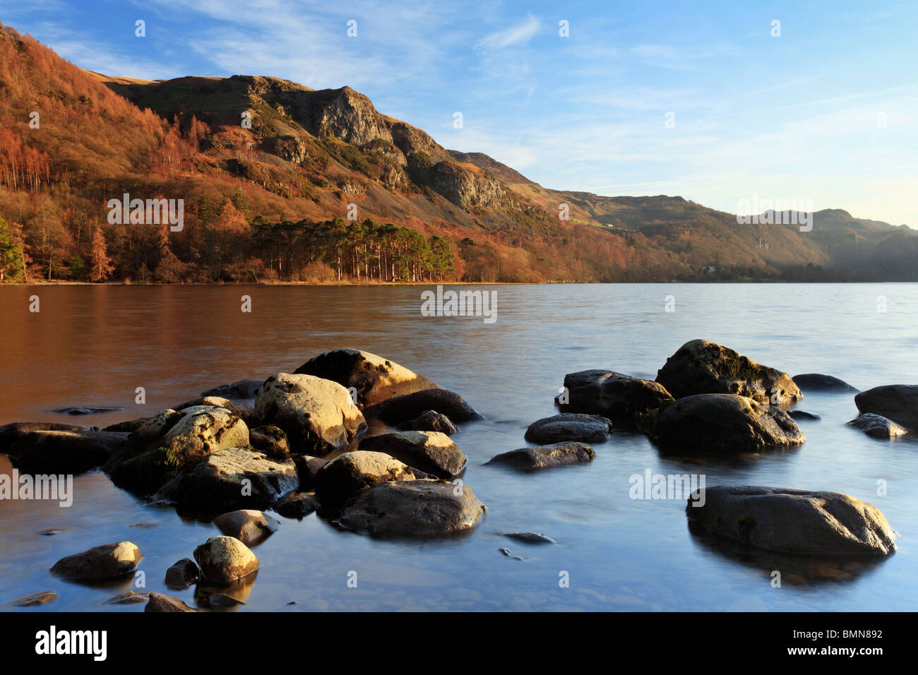View of Falcon Crag across Derwent Water near Keswick in the Lake ...