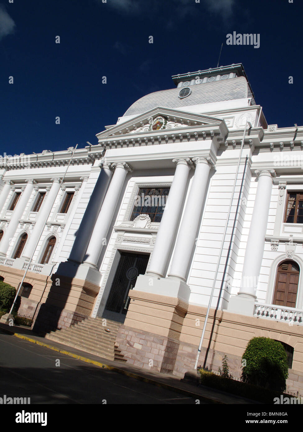 Colonial architecture at Parque Bolivar in Sucre in Bolivia Stock Photo ...