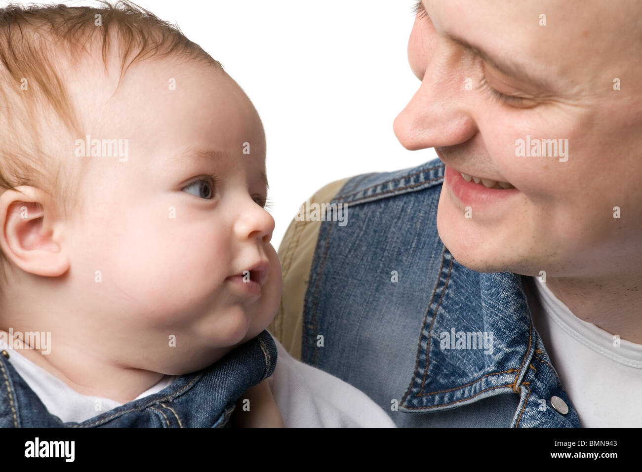 Happy daddy with baby, isolated on white Stock Photo - Alamy