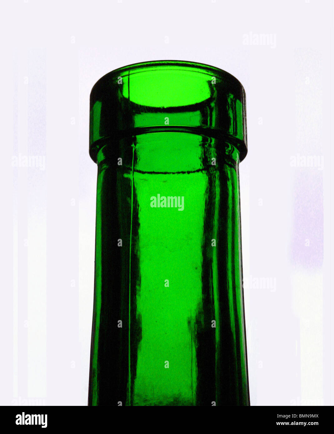 Green bottle neck on white background Stock Photo - Alamy