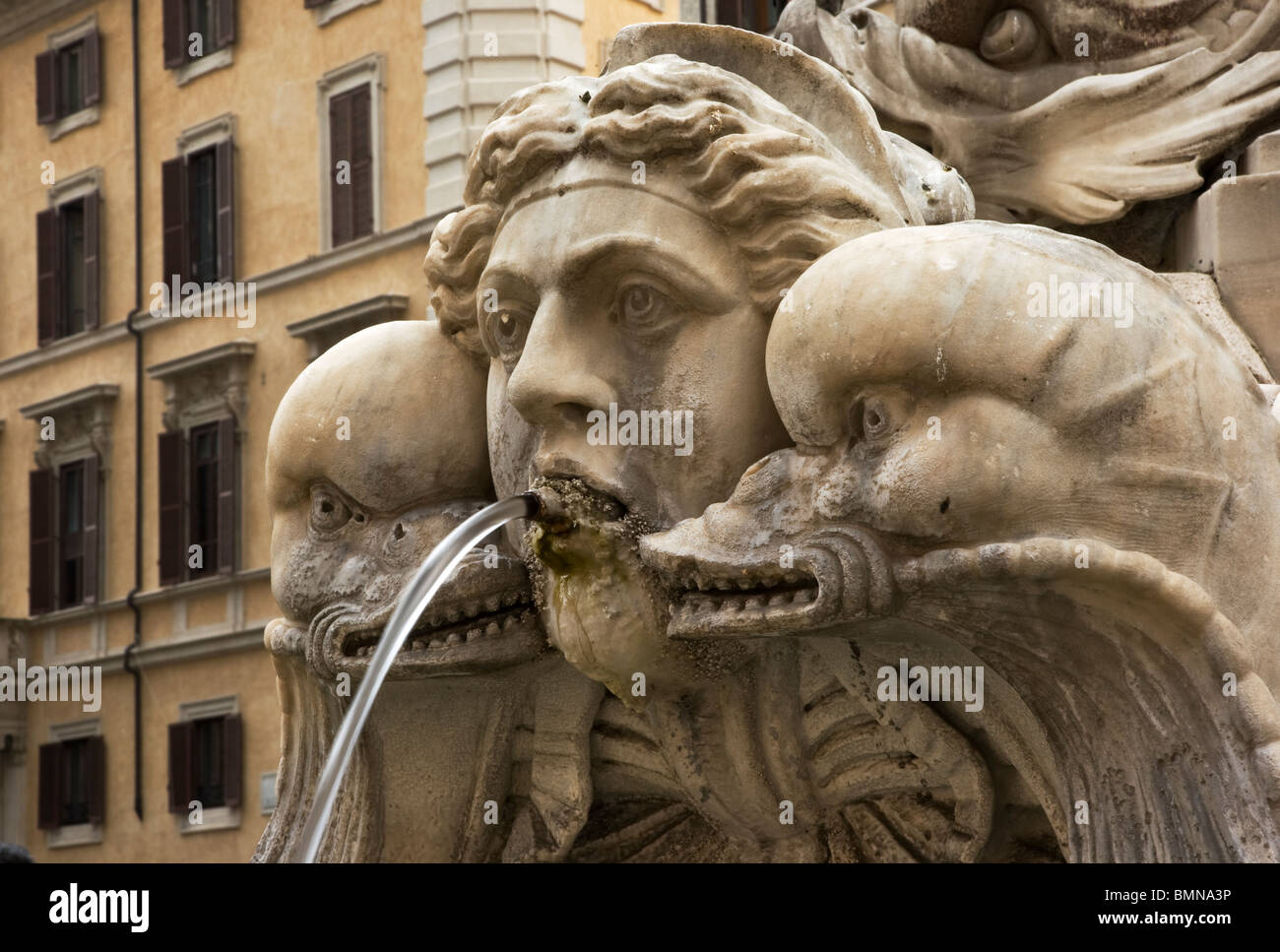 Dolphin statues from the fountain near the Pantheon in Rome Stock Photo ...