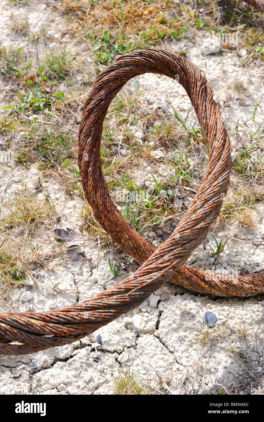 Rusting Steel Cable left in quarry Stock Photo - Alamy
