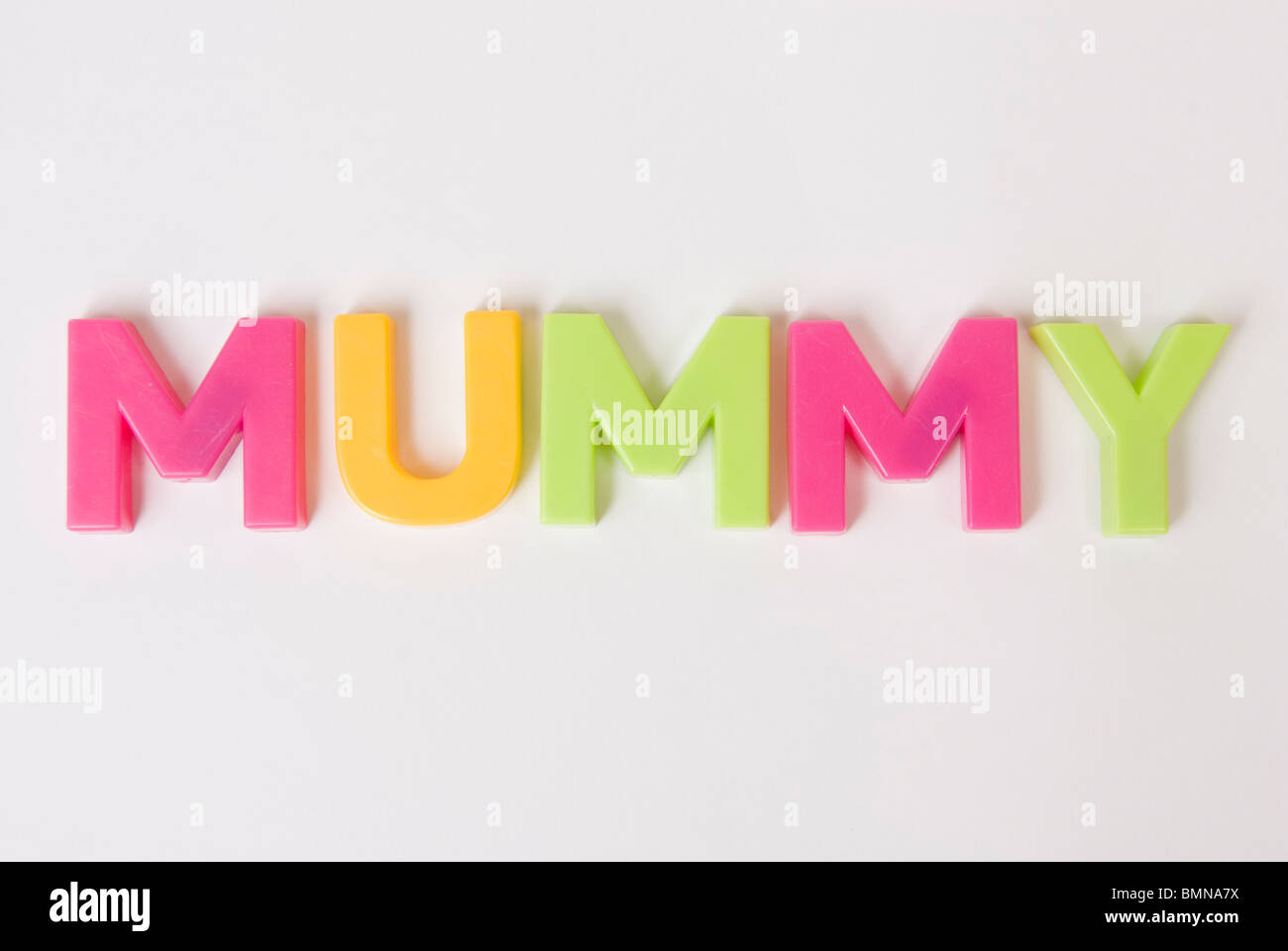 Colourful Toy Magnetic Alphabet Letters Spell Mummy Stock Photo - Alamy