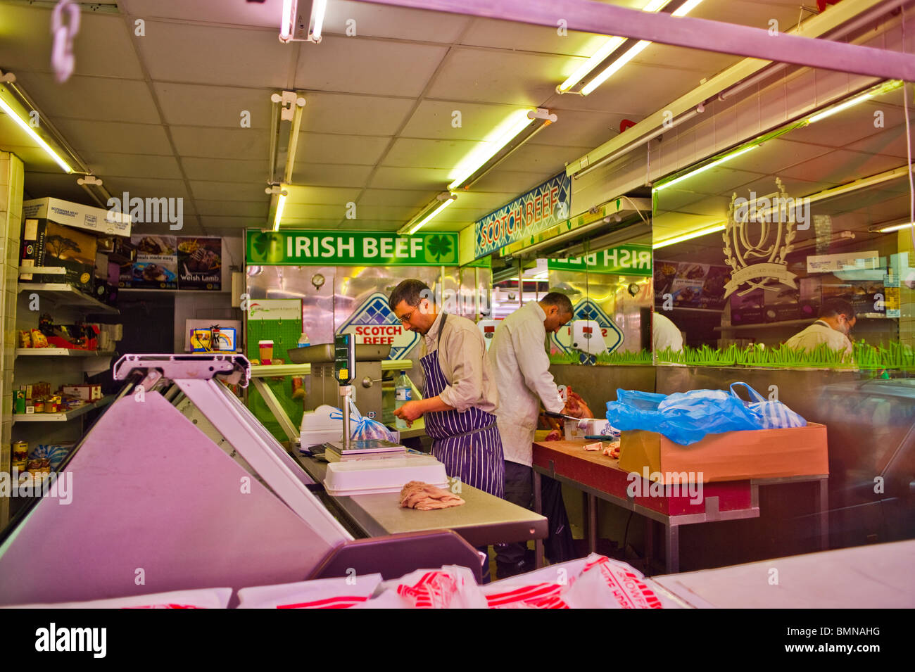 London, England, UK, Inside Traditional English Butcher Shop on ...