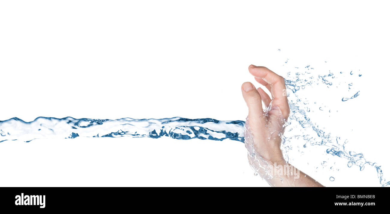 Full isolated studio picture from a human hand with some water Stock ...