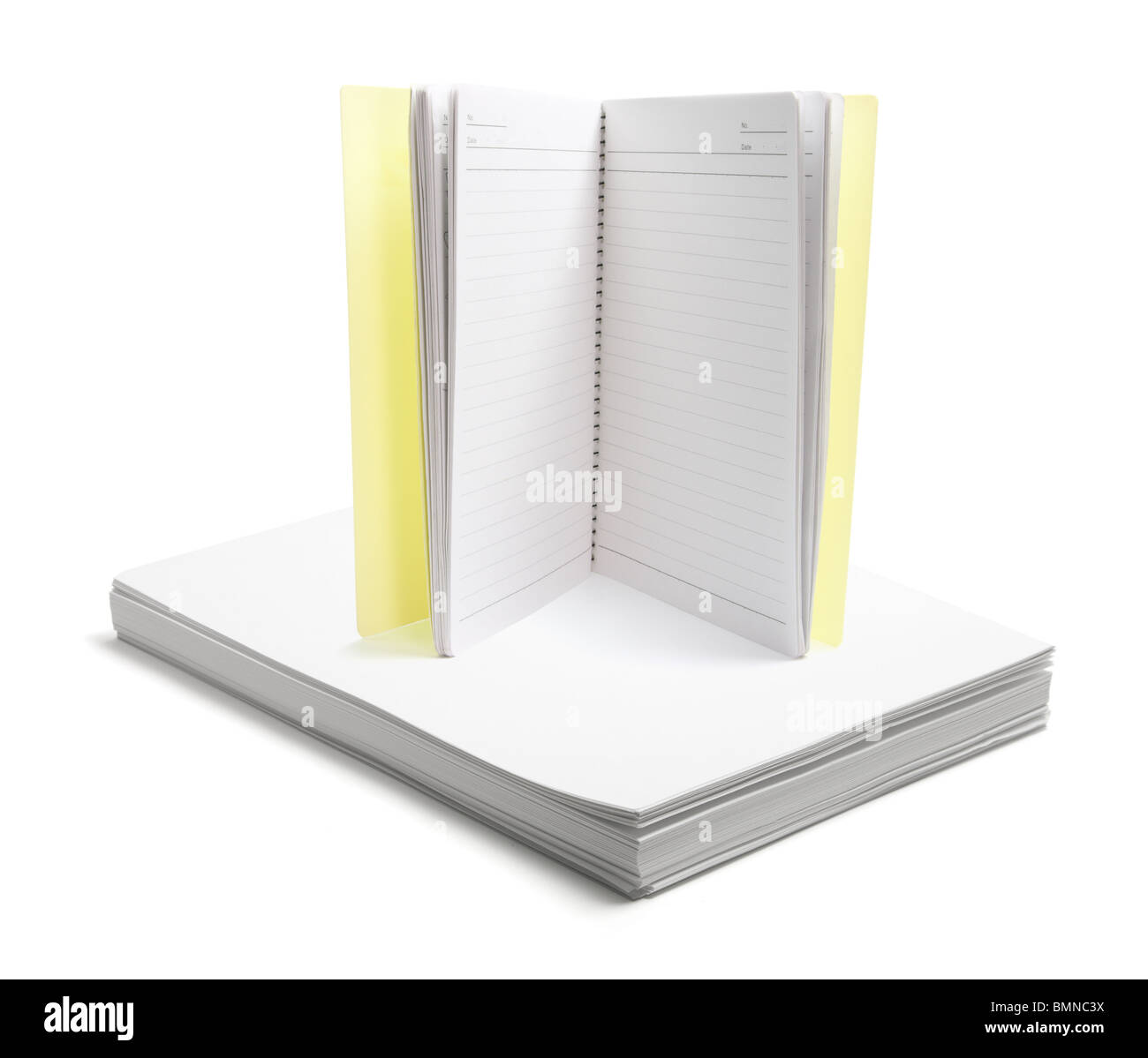 Notebook on Stack of Papers Stock Photo - Alamy