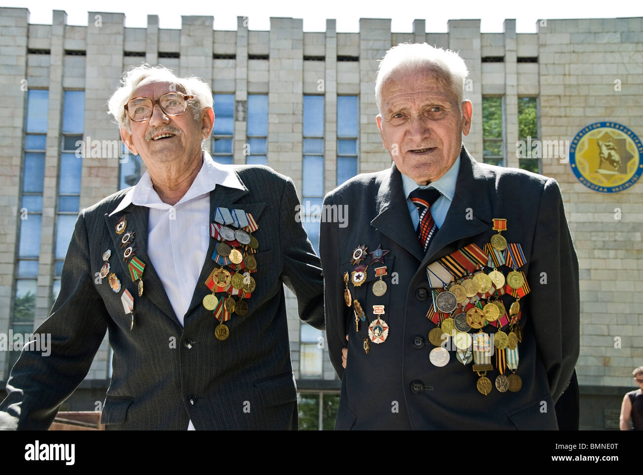 Veteran of the soviet army displaying his medals, Tashkent, Uzbekistan ...