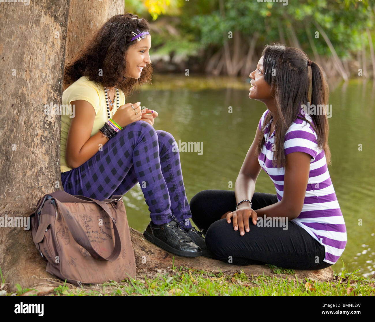 Fort Lauderdale, Florida, United States Of America; Two Girls Talking ...