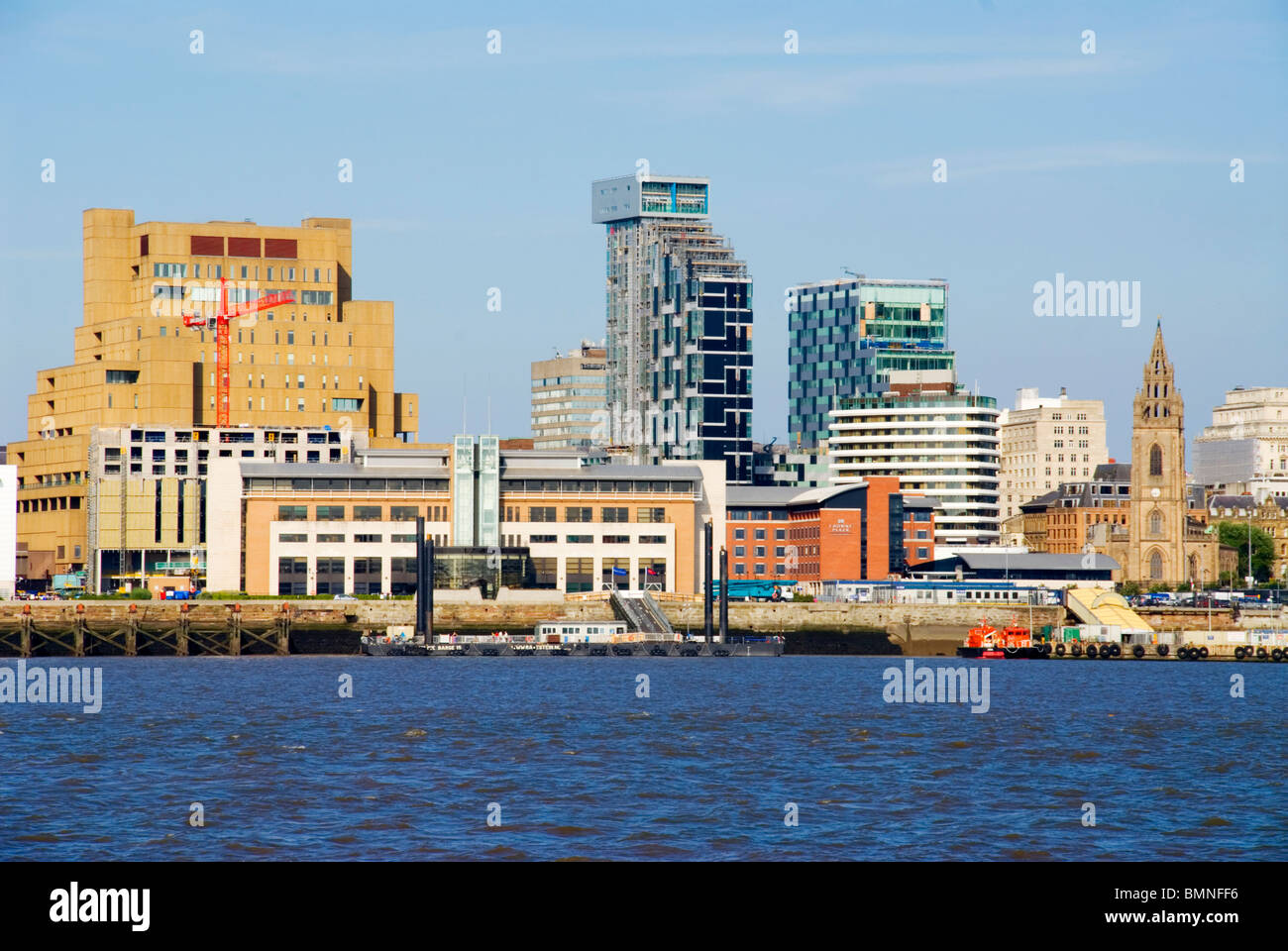 Liverpool, Merseyside Modern City From River Mersey Ferry Stock Photo ...