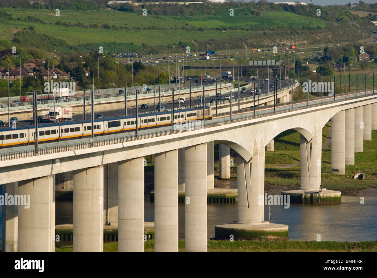 Kent, Eurostar On Medway Bridge Stock Photo - Alamy