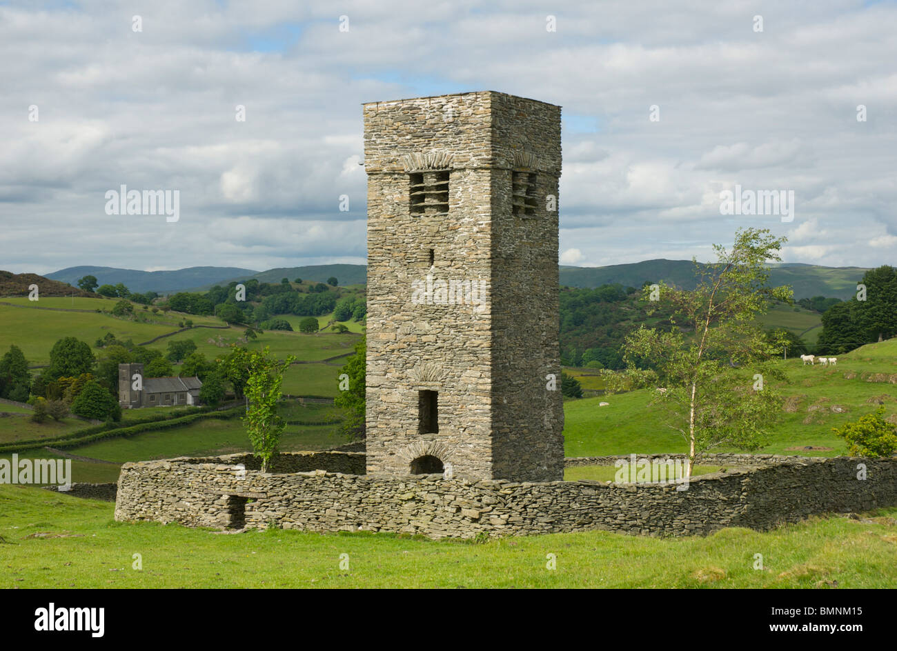 The old tower of Crook Church, Lake District National Park, Cumbria ...