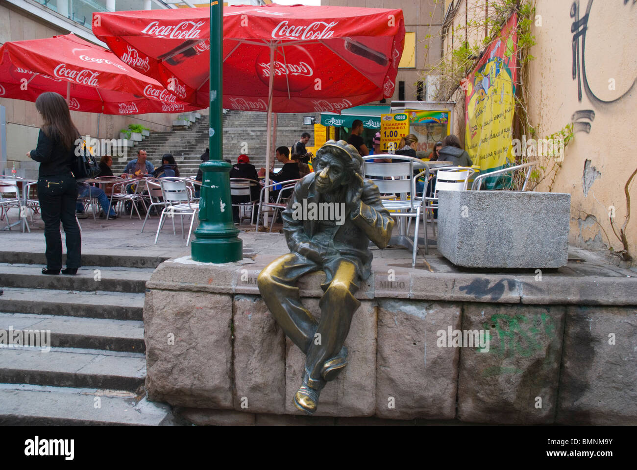 Milyu statue along Knyaz Aleksander pedestrian street Plovdiv Bulgaria ...